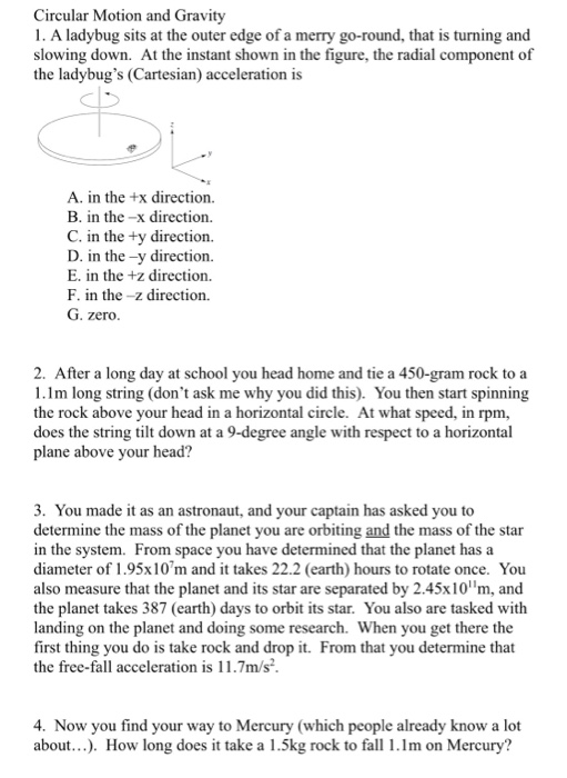 Solved Circular Motion and Gravity 1. A ladybug sits at the | Chegg.com