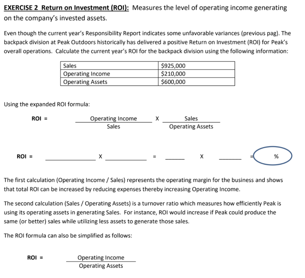 Solved Exercise 2: What is the ROI calculation. Express | Chegg.com