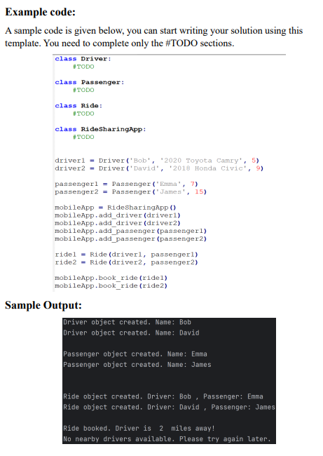 Solved A Simple Ride Sharing System UML Class Diagrams | Chegg.com
