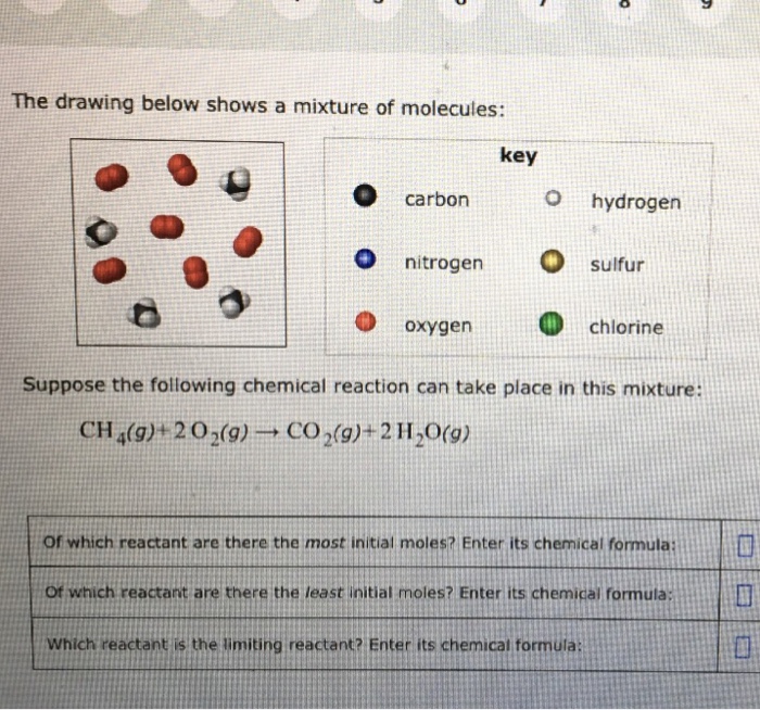 Solved The drawing below shows a mixture of molecules: key O | Chegg.com