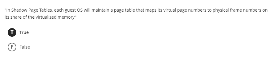 Solved "In Shadow Page Tables, each guest OS will maintain a | Chegg.com