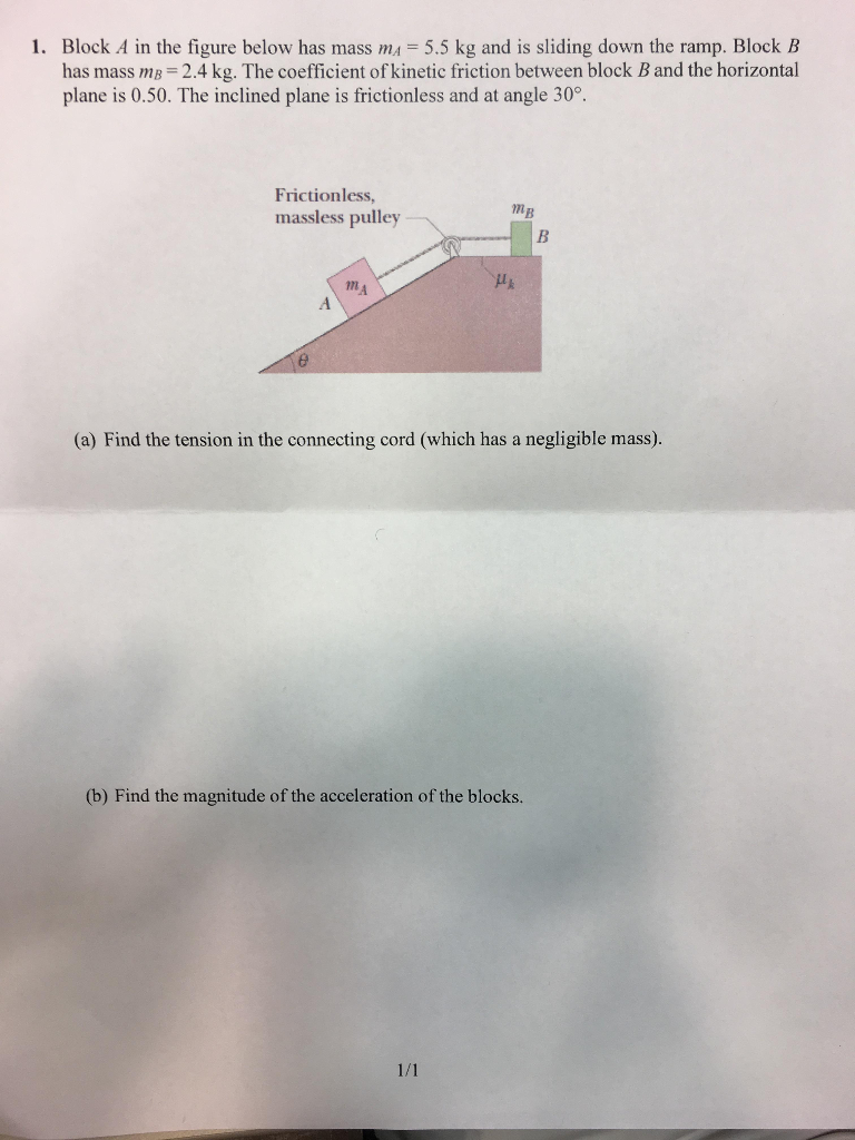 Solved Block A in the figure below has mass ma =5.5 kg and | Chegg.com
