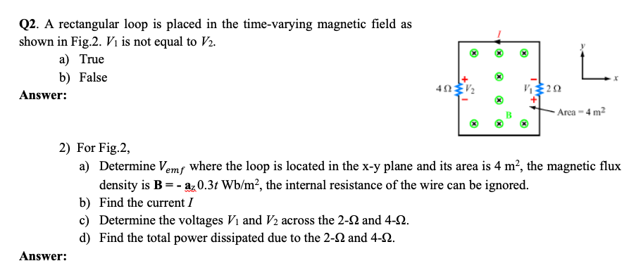 Solved Q2. A rectangular loop is placed in the time-varying | Chegg.com