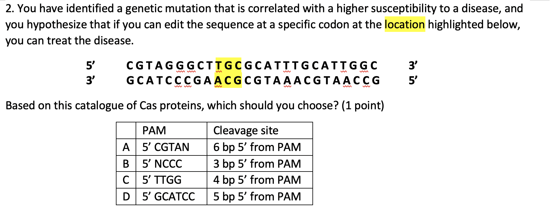 Solved 2. You have identified a genetic mutation that is | Chegg.com