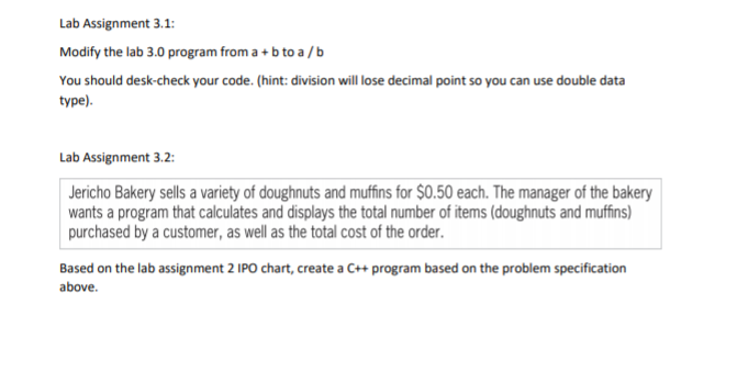 Solved Lab Assignment 3.0:// exercise this calculation | Chegg.com