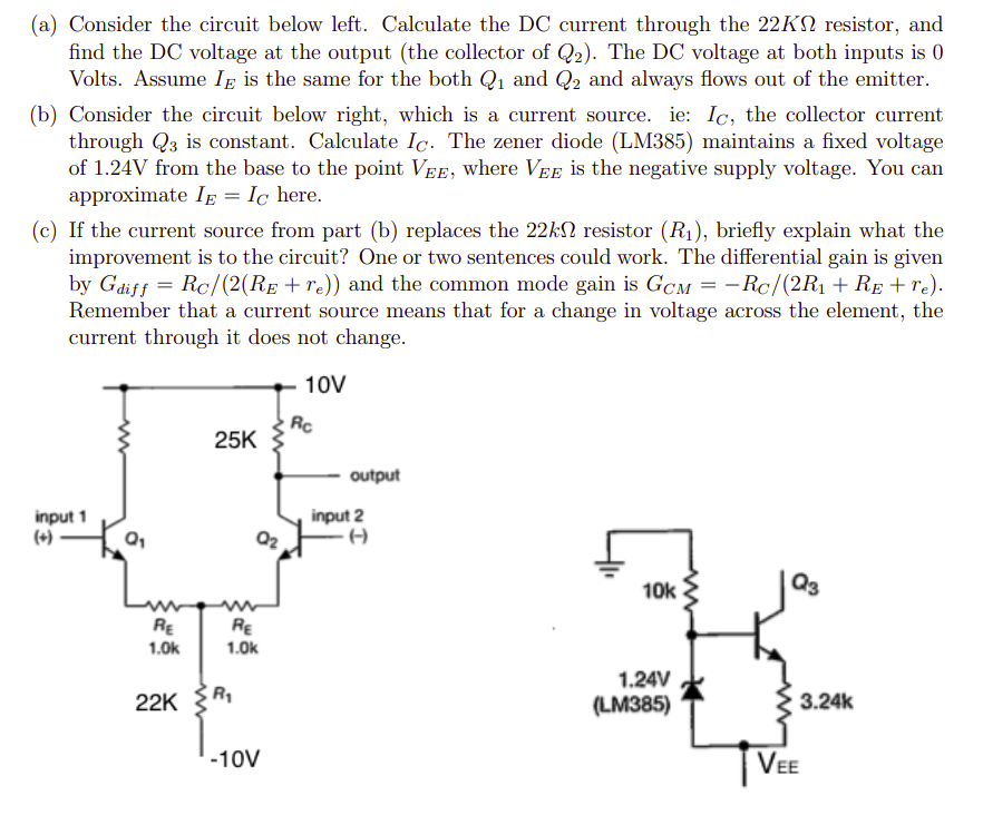 Solved (a) Consider the circuit below left. Calculate the DC | Chegg.com