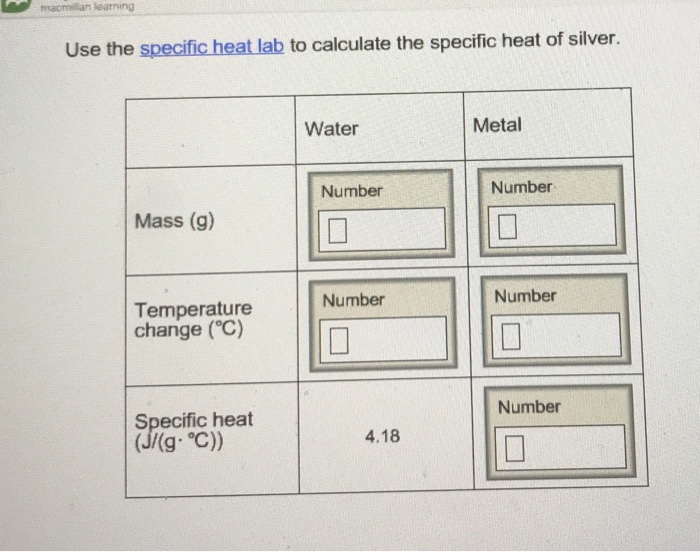 learning Use the specific heat lab to calculate the | Chegg.com