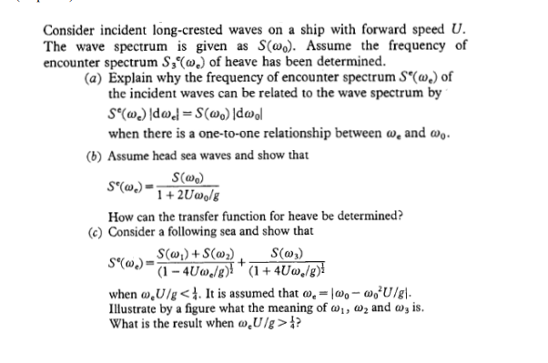 Solved Consider incident long-crested waves on a ship with | Chegg.com