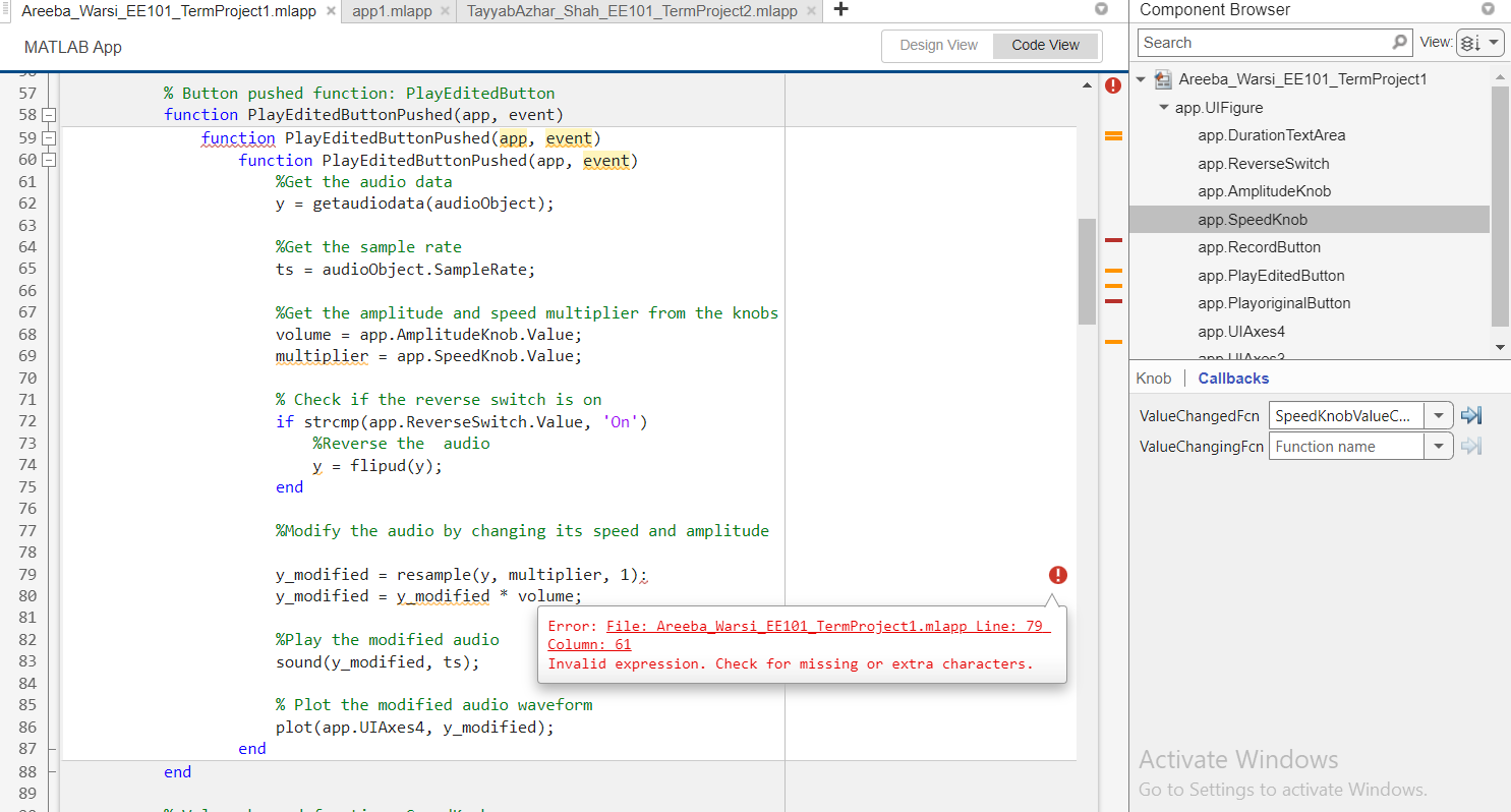 Solved I am recording a voice in this and play it and | Chegg.com