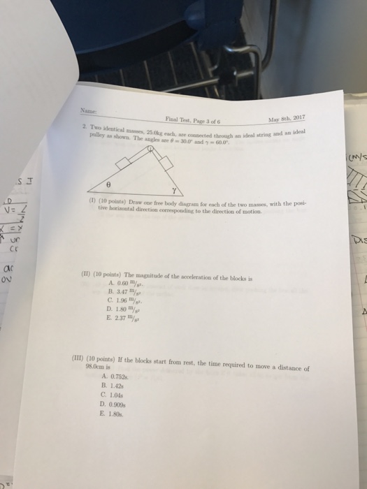 Solved Two identical masses, 25.0kg each, are connected | Chegg.com