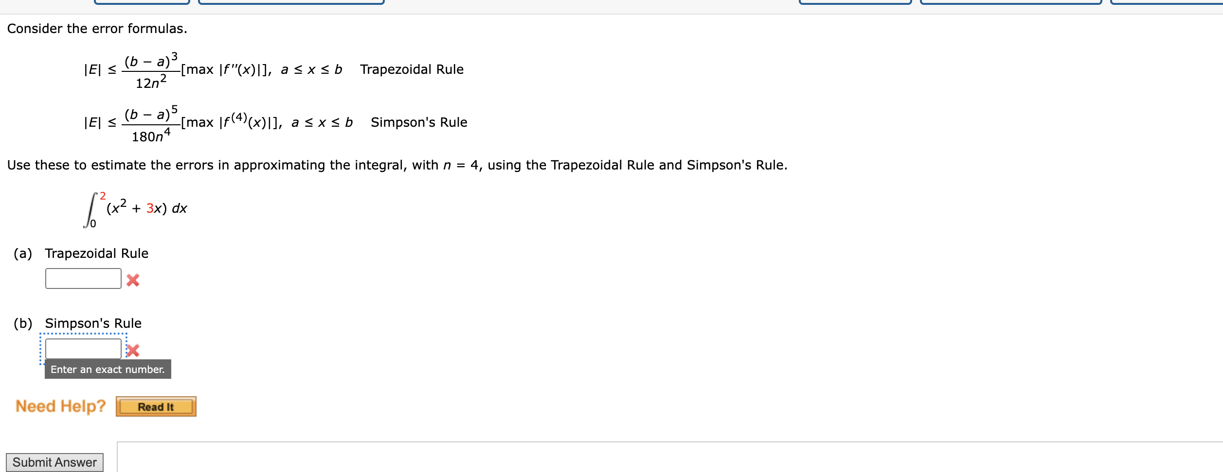 Solved Consider the error formulas. | Chegg.com