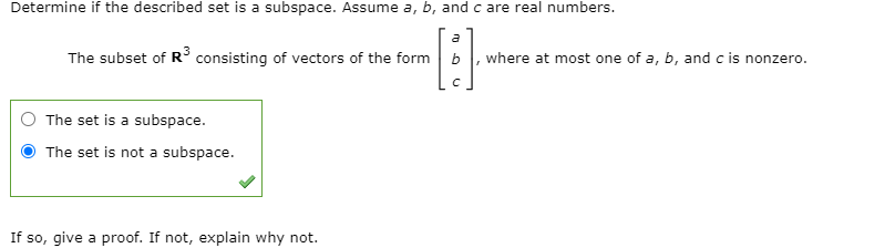 Solved Determine if the described set is a subspace. Assume | Chegg.com