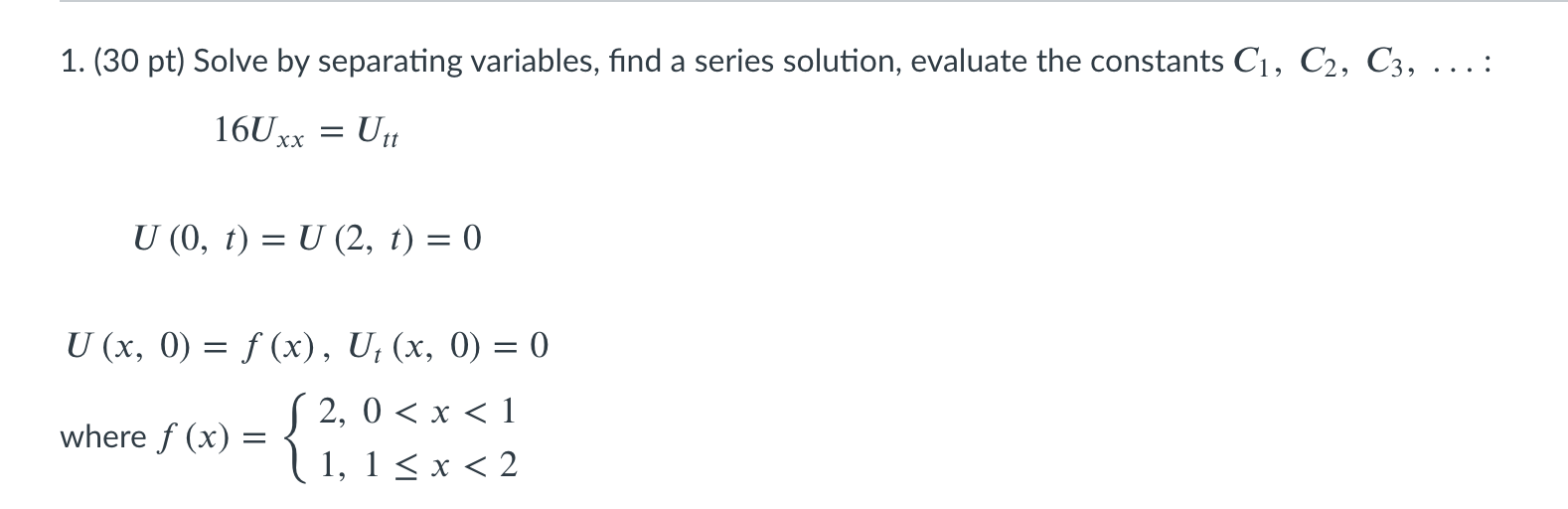 Solved 1. (30 pt) Solve by separating variables, find a | Chegg.com