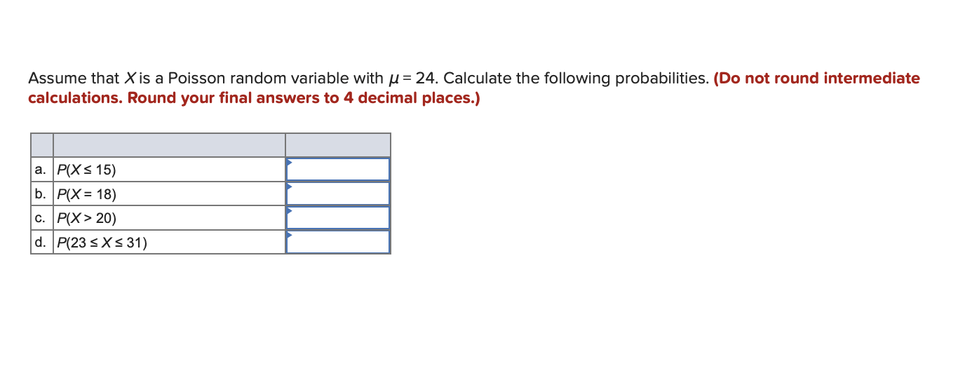 Solved Assume that X is a Poisson random variable with u = | Chegg.com