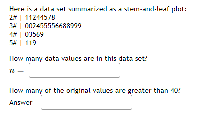 Solved Here is a data set summarized as a stem-and-leaf | Chegg.com