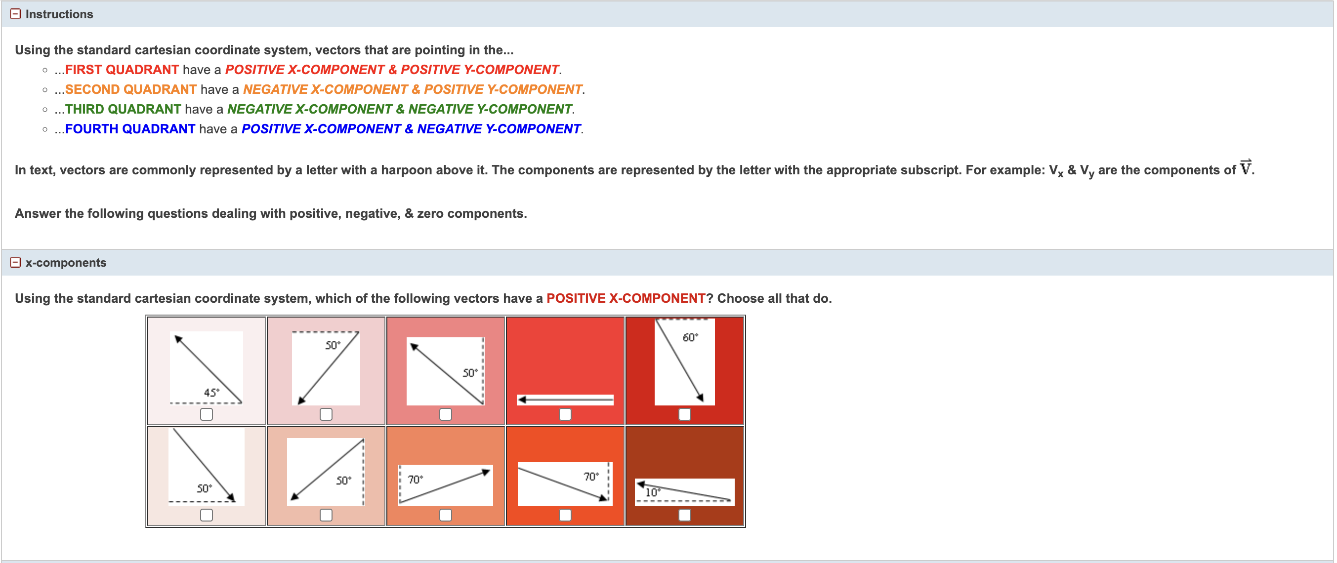 Solved \r\nUsing the standard cartesian coordinate system, | Chegg.com