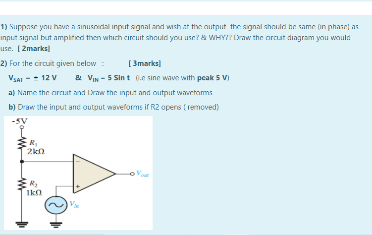 Solved 1) Suppose you have a sinusoidal input signal and | Chegg.com
