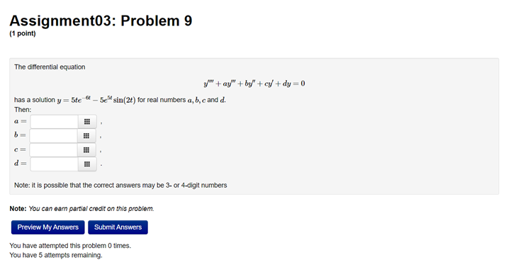 Solved Assignment03: Problem 9 (1 point) The differential | Chegg.com