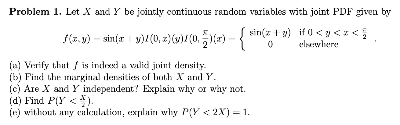 Solved Problem 1. Let X and Y be jointly continuous random | Chegg.com