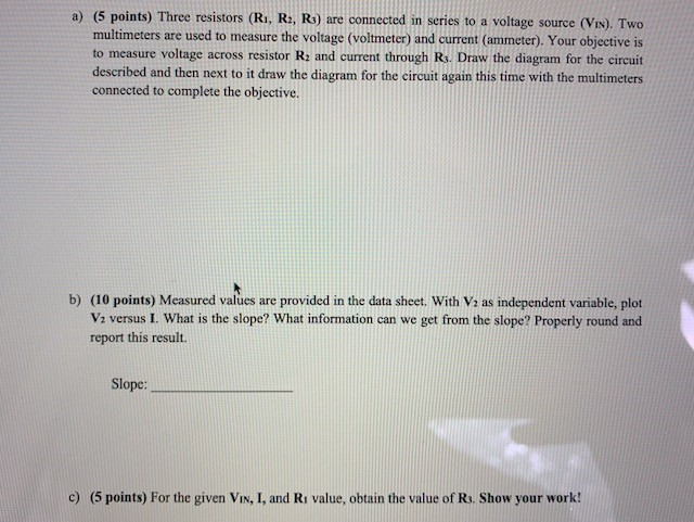 Solved a) (5 points) Three resistors (R1, R2, R3) are | Chegg.com