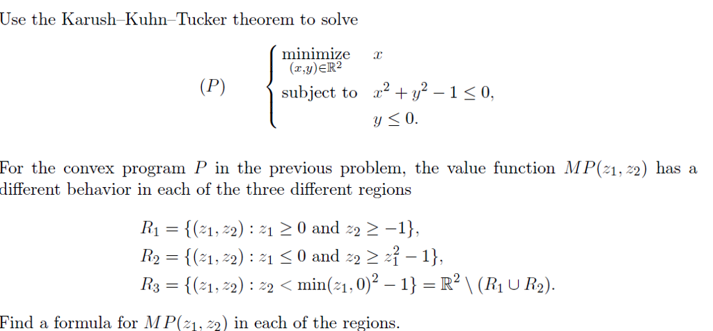 Solved Use the Karush Kuhn Tucker theorem to solve minimize | Chegg.com