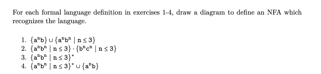 For each formal language definition in exercises 1-4, | Chegg.com