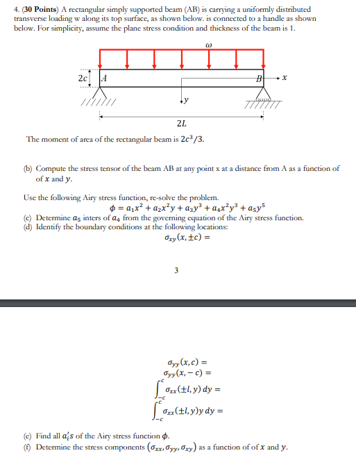 Solved 4. (30 Points) A rectangular simply supported beam | Chegg.com