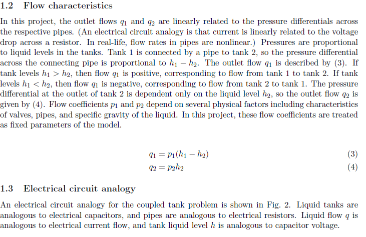 Solved 1.1 Volume dynamics In tank 1, the input flow qo and | Chegg.com