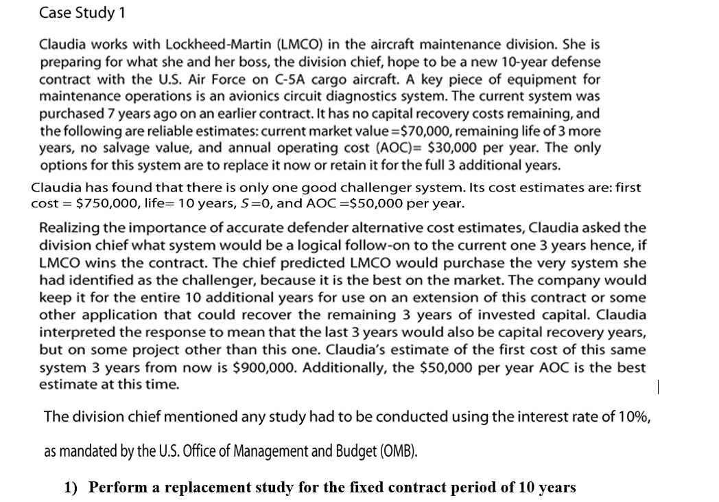 Solved Case Study 1 Claudia works with Lockheed Martin | Chegg.com