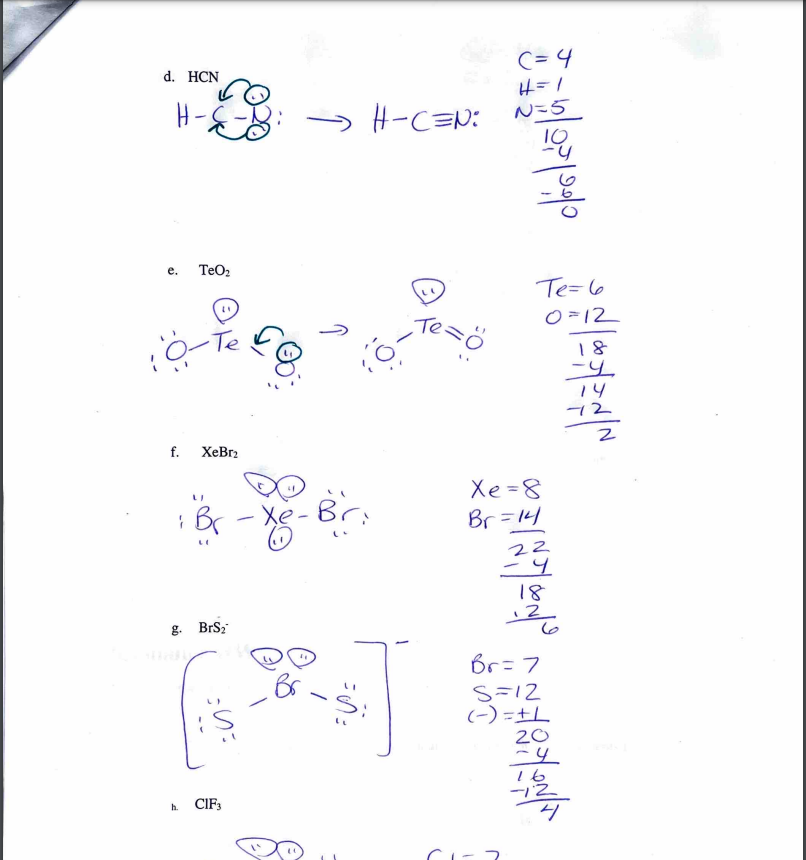 Solved 1. Using the Ch10_LewisAndResonance sheet HW from Ch. | Chegg.com
