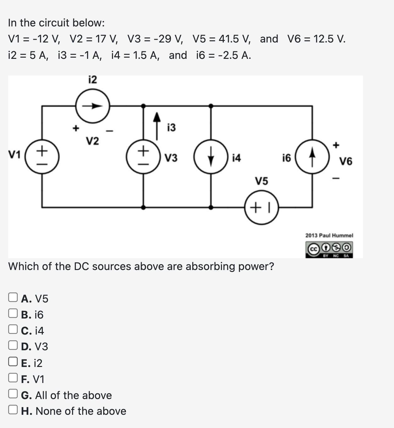 Solved In the circuit below:V1=-12V,V2=17V,V3=-29V,V5=41.5V, | Chegg.com