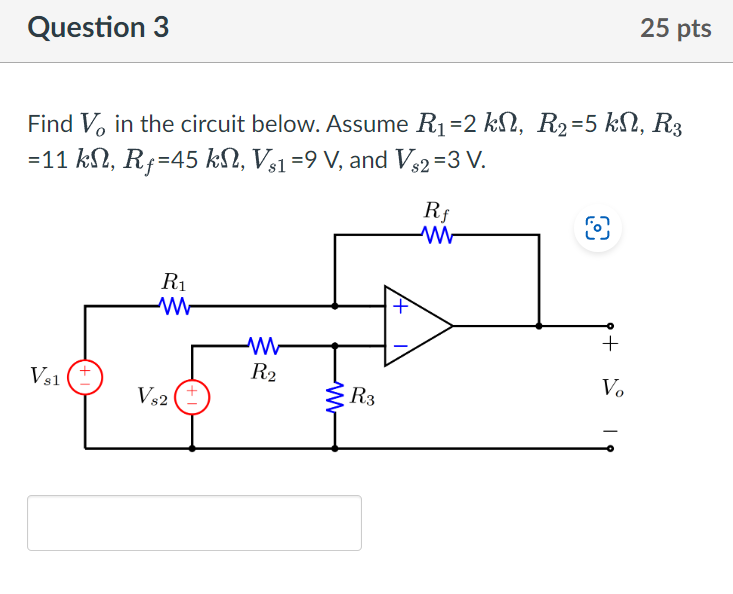 Solved Find Vo in the circuit below. Assume R1=2kΩ,R2=5kΩ,R3 | Chegg.com