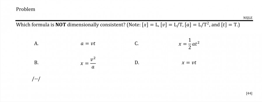 Solved Problem NSJLE Which formula is NOT dimensionally | Chegg.com