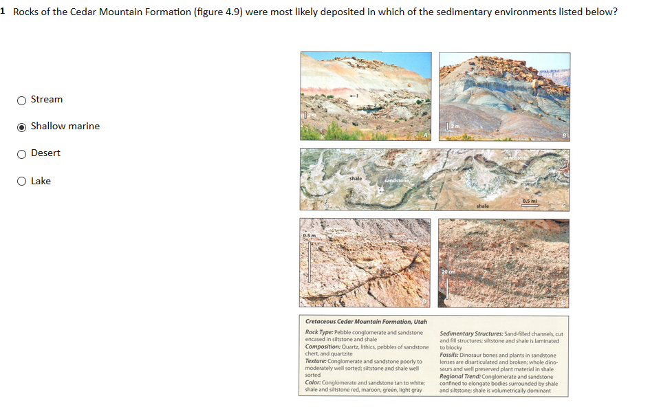 Solved 1 Rocks of the Cedar Mountain Formation (figure 4.9) | Chegg.com