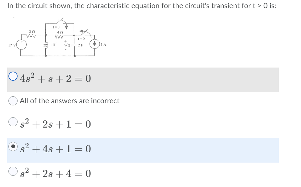 Solved In the circuit shown, the characteristic equation for | Chegg.com