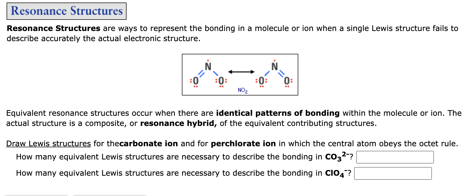 Solved Resonance Structures Resonance Structures are ways to | Chegg.com