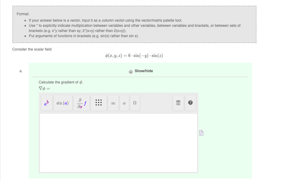 Solved Format: • If your answer below is a vector, input it | Chegg.com