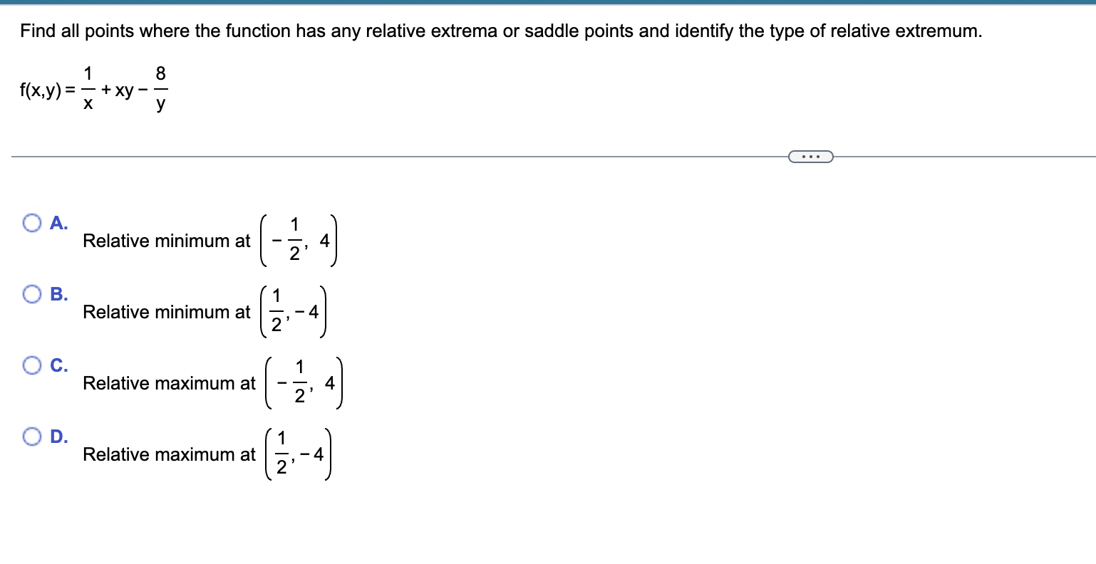 Solved Find all points where the function has any relative | Chegg.com