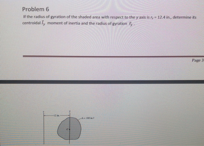 Solved If the radius of gyration of the shaded area with | Chegg.com