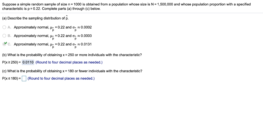Solved Suppose a simple random sample of size n 1000 is | Chegg.com