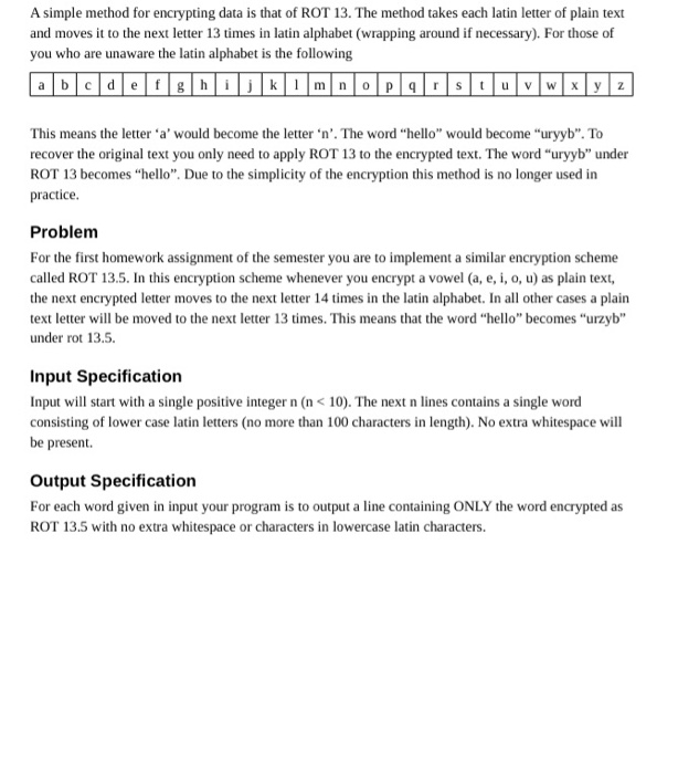 Solved A simple method for encrypting data is that of ROT | Chegg.com