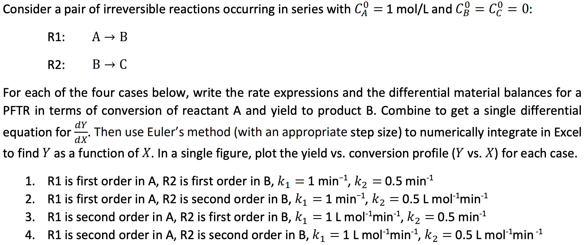 Solved Consider a pair of irreversible reactions occurring | Chegg.com