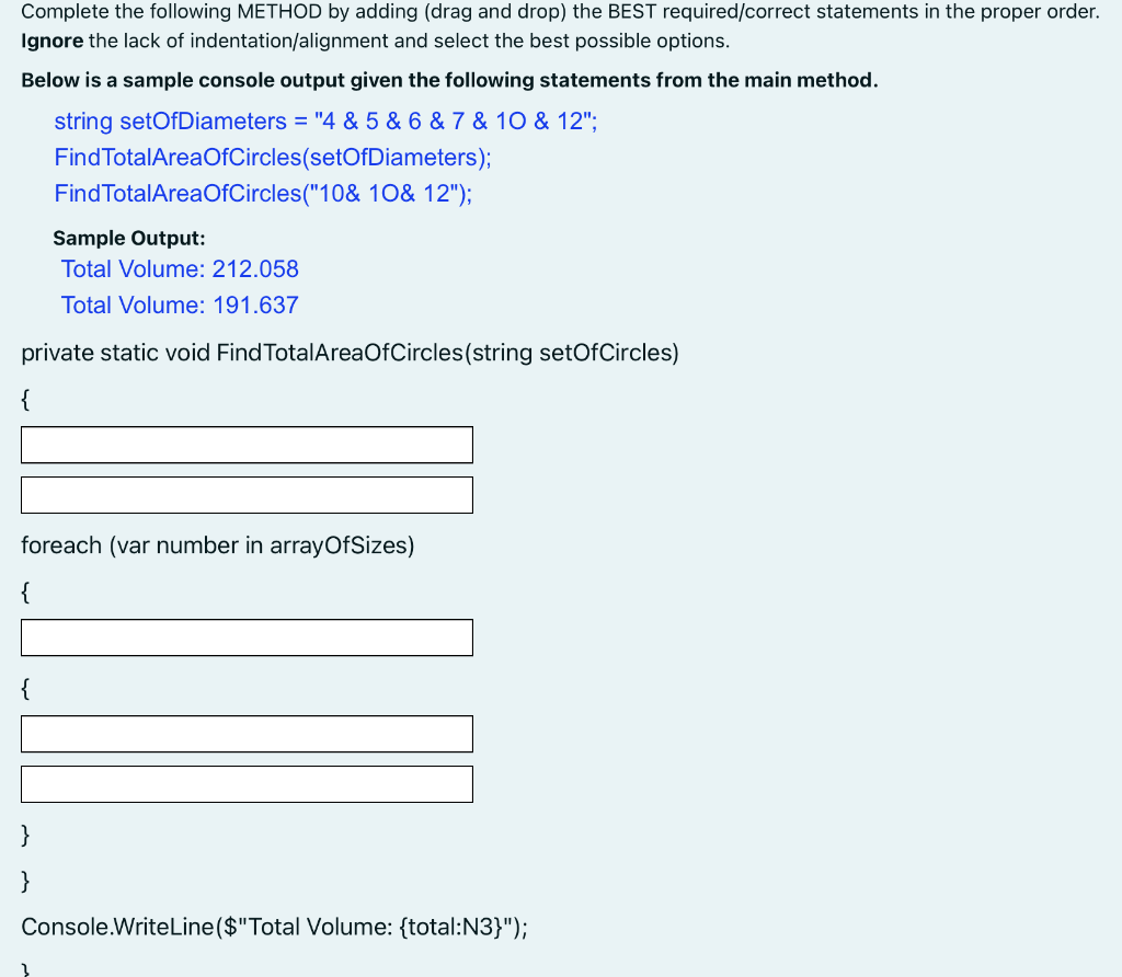 Solved Complete the following METHOD by adding (drag and | Chegg.com
