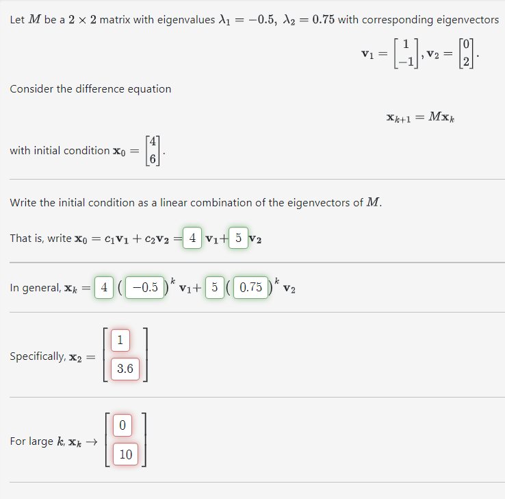 Solved Let M ﻿be a 2×2 ﻿matrix with eigenvalues | Chegg.com