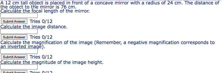 Solved A 12 cm tall object is placed in front of a concave | Chegg.com