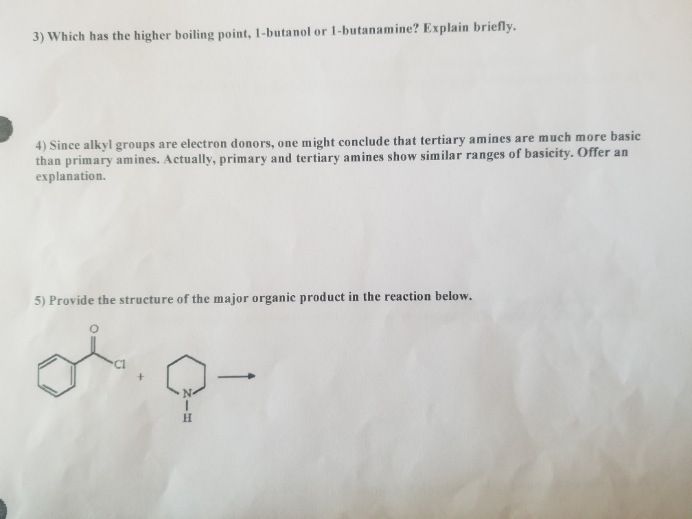 Solved 3) Which has the higher boiling point, 1-butanol or | Chegg.com