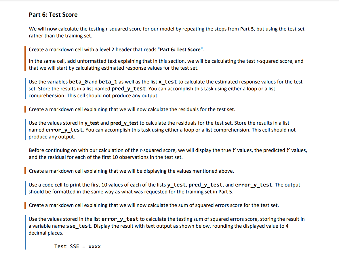 Solved Part 5: Training Score Regression models are often | Chegg.com