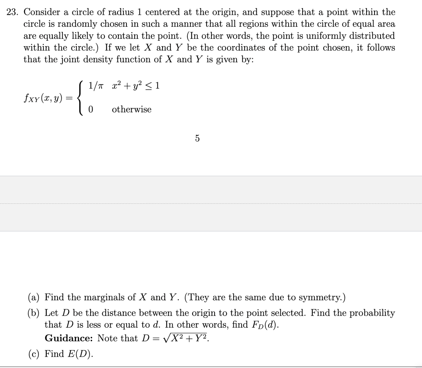 Solved 3. Consider a circle of radius 1 centered at the | Chegg.com