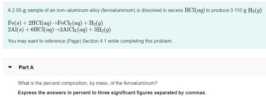 Solved A2.00-g sample of an iron-aluminum alloy | Chegg.com