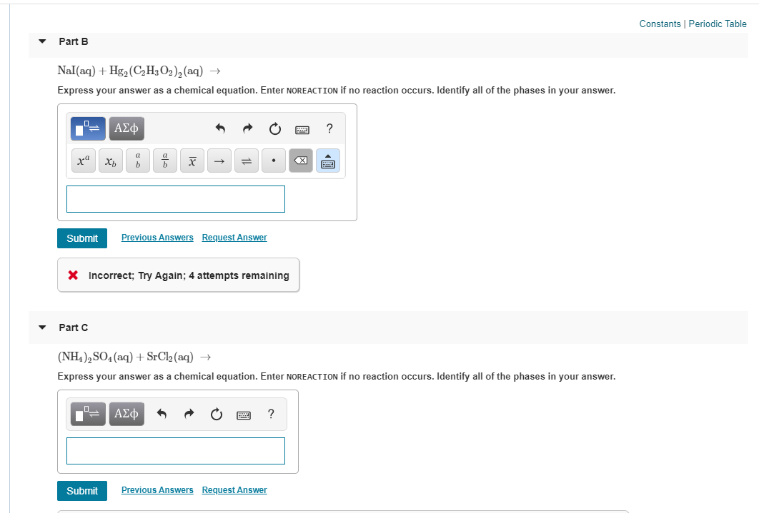 Constants Periodic Table Part B Nal(aq) + Hg2(CH3O2)2 | Chegg.com